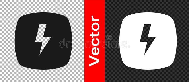 Black Lightning Bolt Icon Isolated on Transparent Background. Flash ...