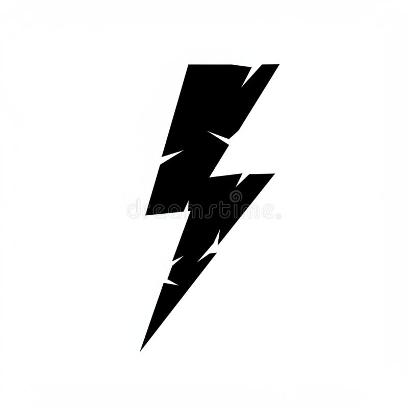 Black Lightning Bolt Icon on a White Background, Featuring a Jagged ...