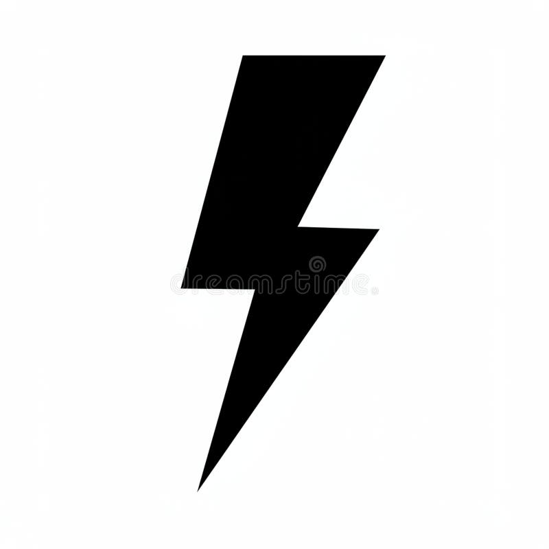 Black Lightning Bolt Icon on a White Background. the Shape is Angular ...