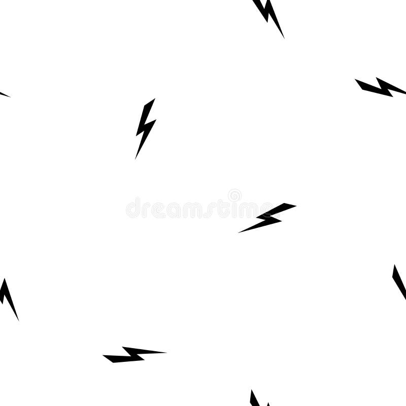 Black Lightning Bolt Simple Seamless Pattern. Storm or Thunder and ...