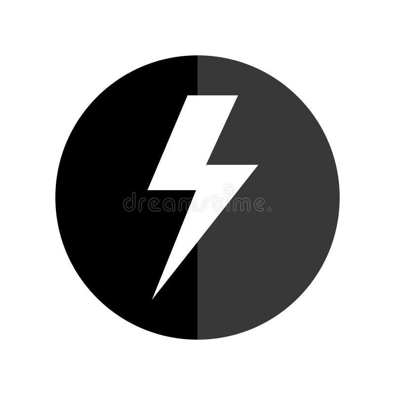 Black Lightning Bolt. Split Circle Background. Bold Vector Icon. High ...