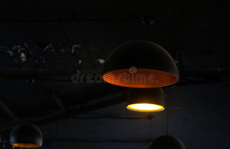 Black Lights Hanging Overhead Stock Image - Image of contemporary, wall ...