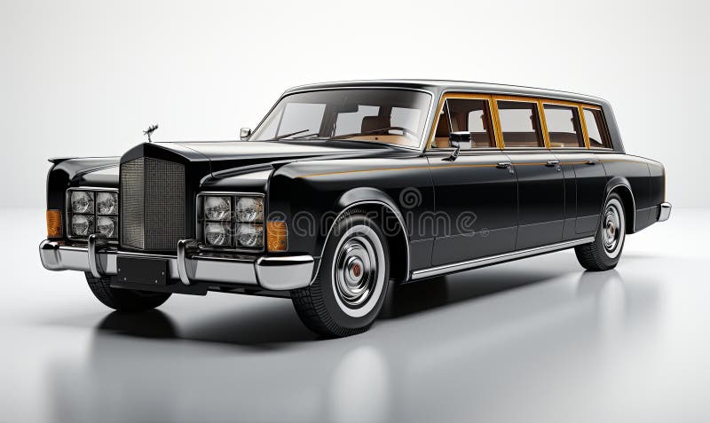 Black Limousine on White Background Stock Image - Image of expensive ...