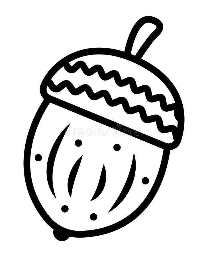 Black Line Acorn, Vector Icon Stock Vector - Illustration of monochrome ...