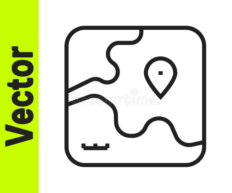 Black Line Africa Safari Map Icon Isolated on White Background. Vector ...