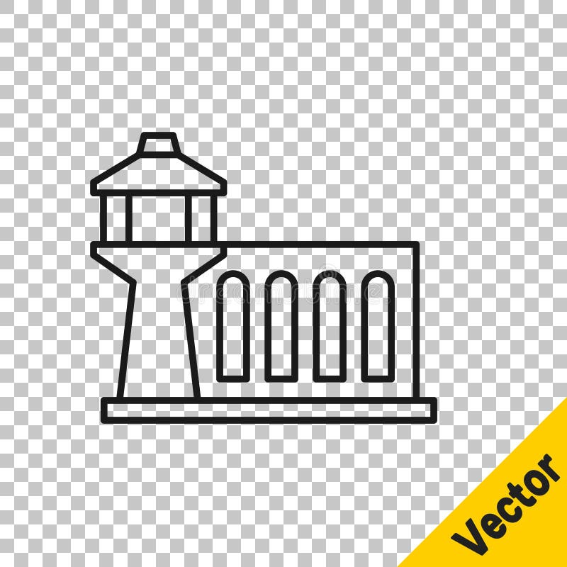 Black Line Airport Control Tower Icon Isolated on Transparent ...