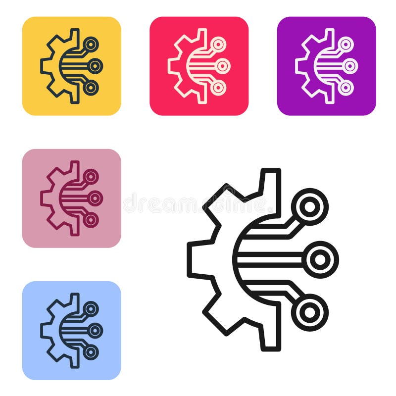 Black Line Algorithm Icon Isolated On White Background Algorithm Symbol Design From Artificial