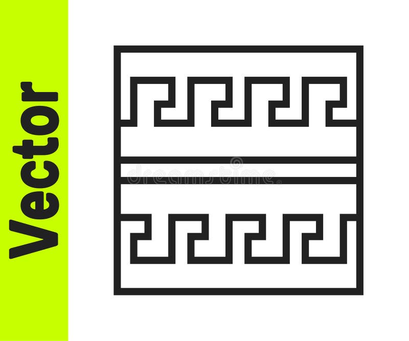 Black Line Ancient Greek Pattern Icon Isolated on White Background ...