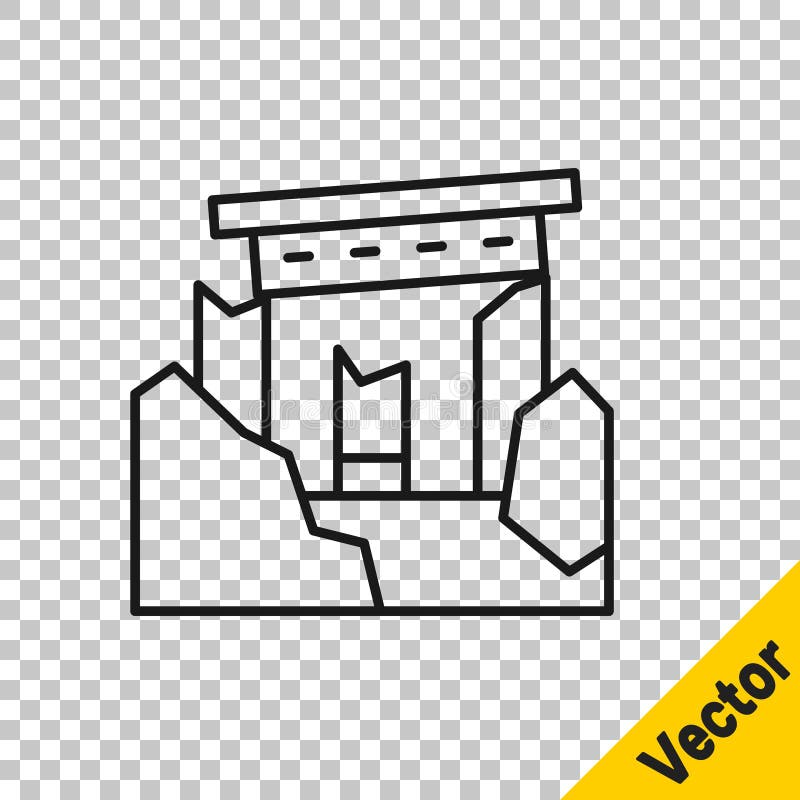 Black Line Ancient Ruins Icon Isolated on Transparent Background ...