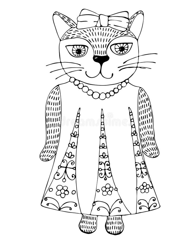 Black Line Animal Isolated on the White Background Stock Vector ...