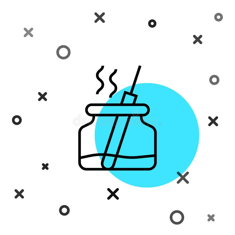 Black Line Aroma Diffuser Icon Isolated on White Background. Glass Jar ...