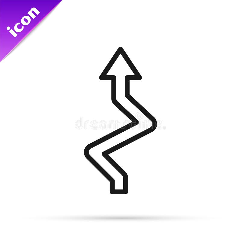 Black Line Arrow Icon Isolated on White Background. Direction Arrowhead ...