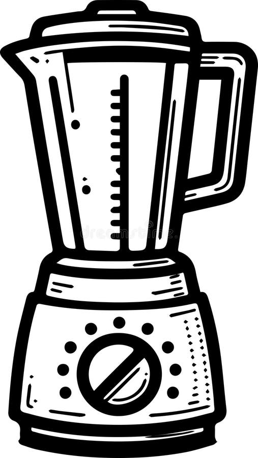 Black Line Art Blender Kitchen Electronic Tools Hand Drawn Illustration ...