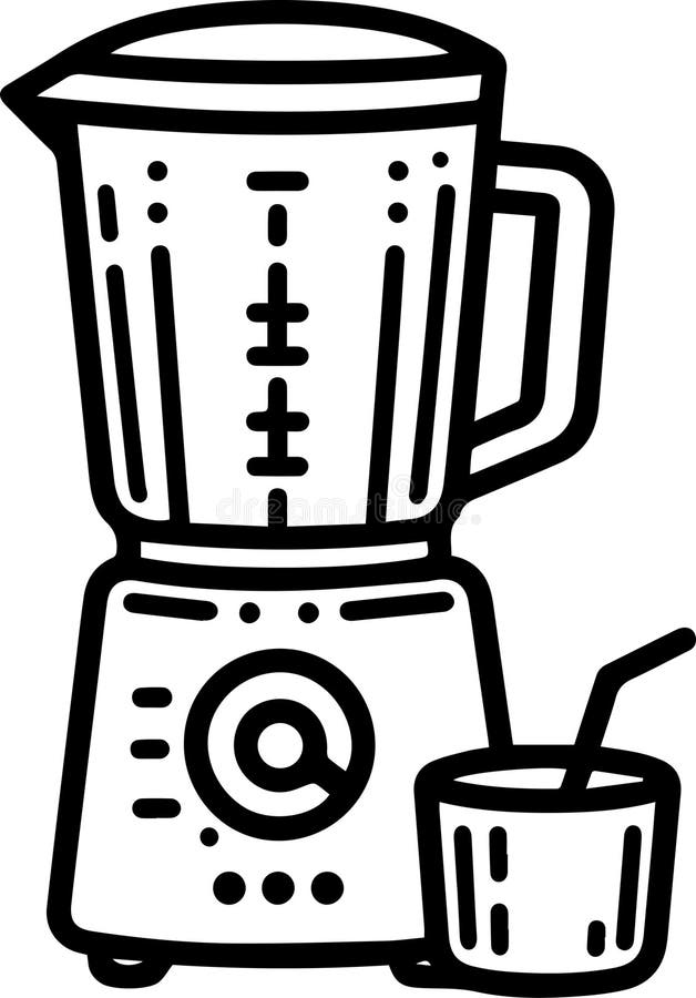 Black Line Art Blender Kitchen Electronic Tools Hand Drawn Illustration ...