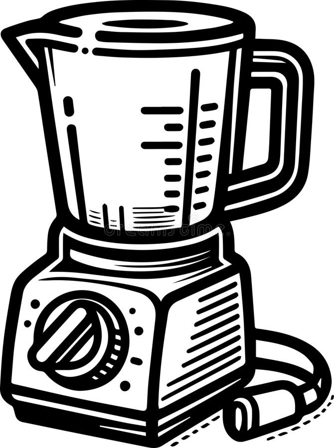 Black Line Art Blender Kitchen Electronic Tools Hand Drawn Illustration ...
