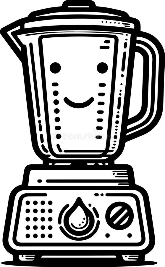 Black Line Art Blender Kitchen Electronic Tools Hand Drawn Illustration ...
