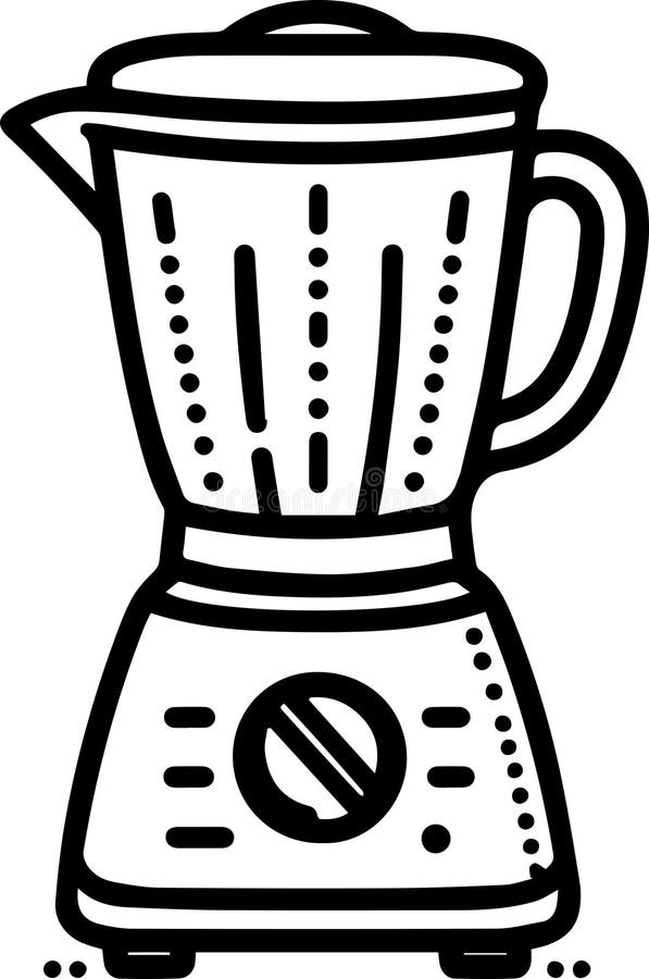 Black Line Art Blender Kitchen Electronic Tools Hand Drawn Illustration ...