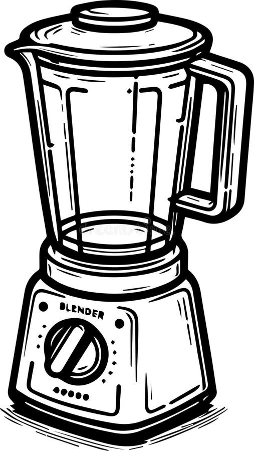 Black Line Art Blender Kitchen Electronic Tools Hand Drawn Illustration ...