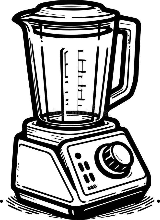 Black Line Art Blender Kitchen Electronic Tools Hand Drawn Illustration ...
