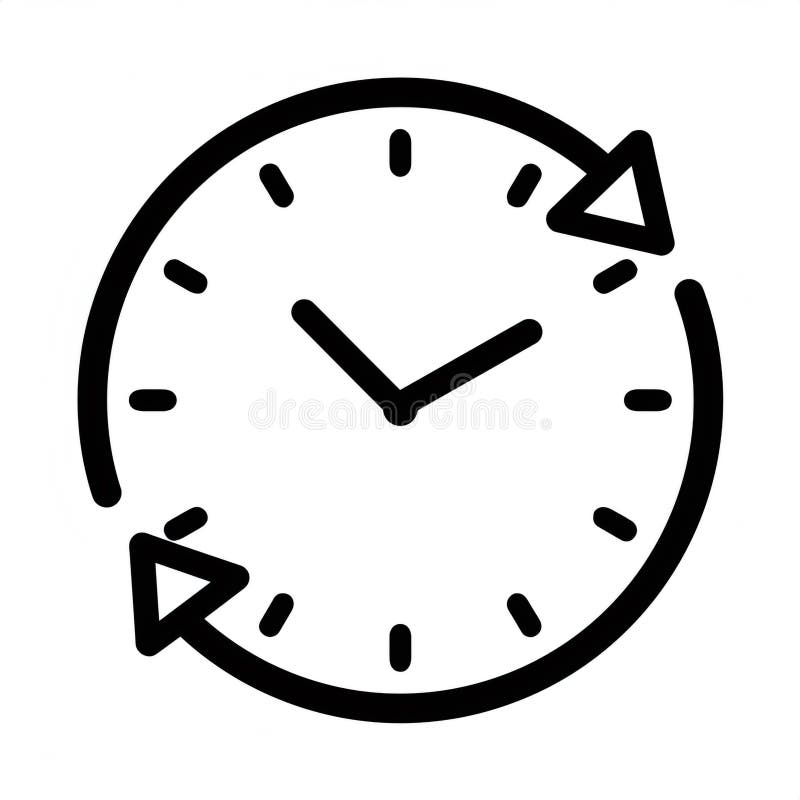 Black Line Art Clock Symbolizing the Passage of Time Stock Illustration ...
