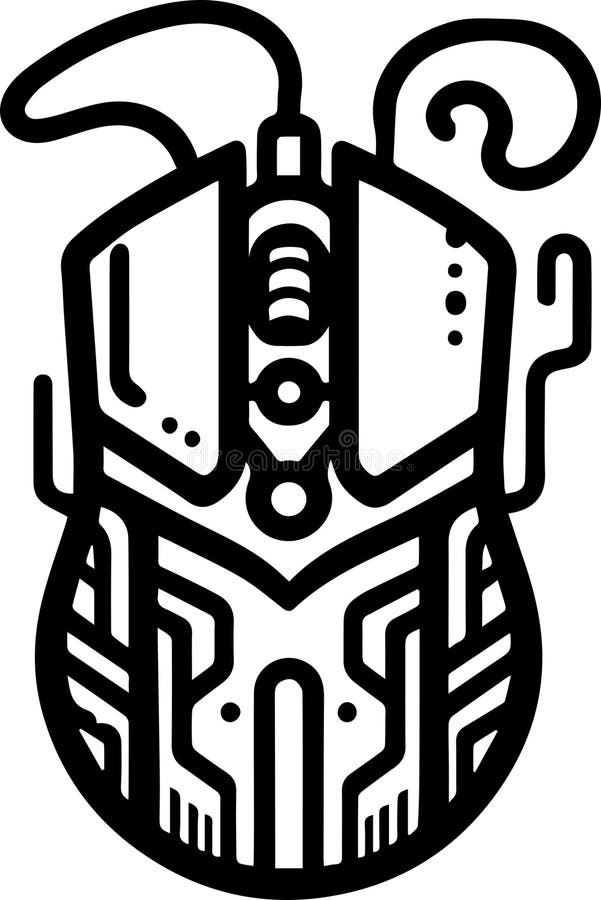 Black Line Art Gaming Mouse Electronic Device Art Hand Drawn ...