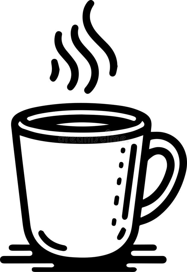 Black Line Art Hot Coffee Cup Art Hand Drawn Illustration Stock ...
