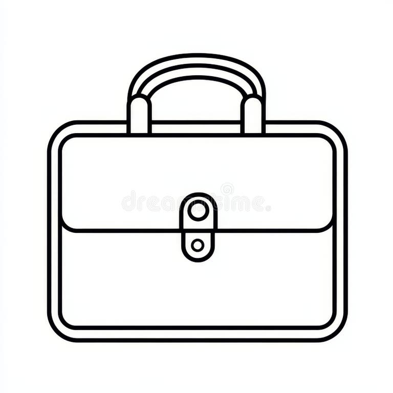 Black Line Art Illustrates a Briefcase Complete with a Handle and a ...