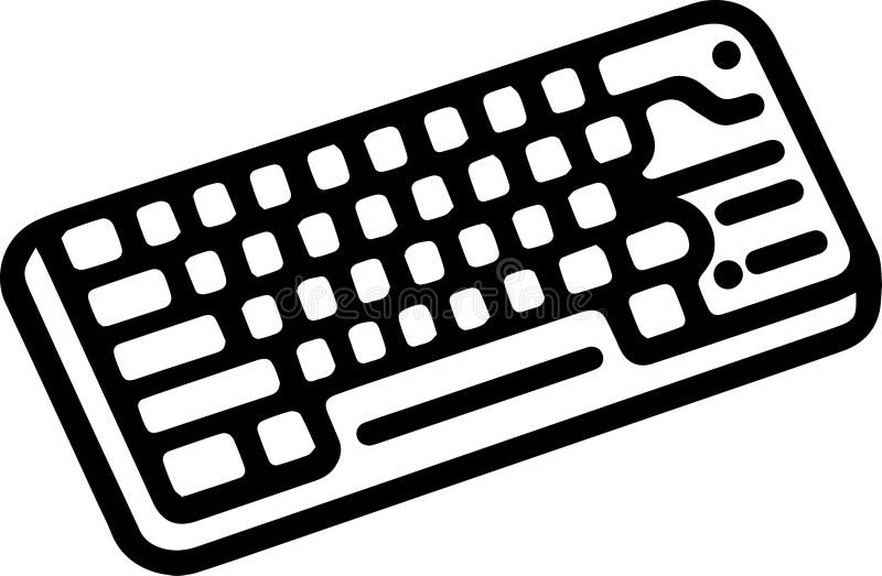 Black Line Art Keyboard Electronic Device Art Hand Drawn Illustration ...