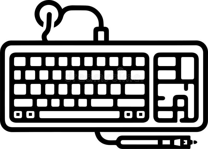 Black Line Art Keyboard Electronic Device Art Hand Drawn Illustration ...