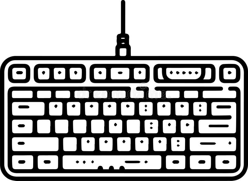 Black Line Art Keyboard Electronic Device Art Hand Drawn Illustration ...