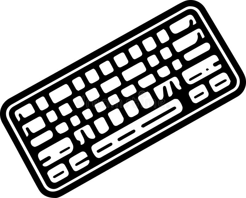 Black Line Art Keyboard Electronic Device Art Hand Drawn Illustration ...