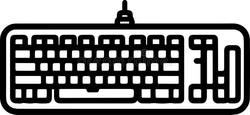 Black Line Art Keyboard Electronic Device Art Hand Drawn Illustration ...