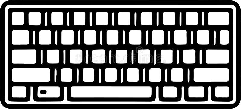 Black Line Art Keyboard Electronic Device Art Hand Drawn Illustration ...
