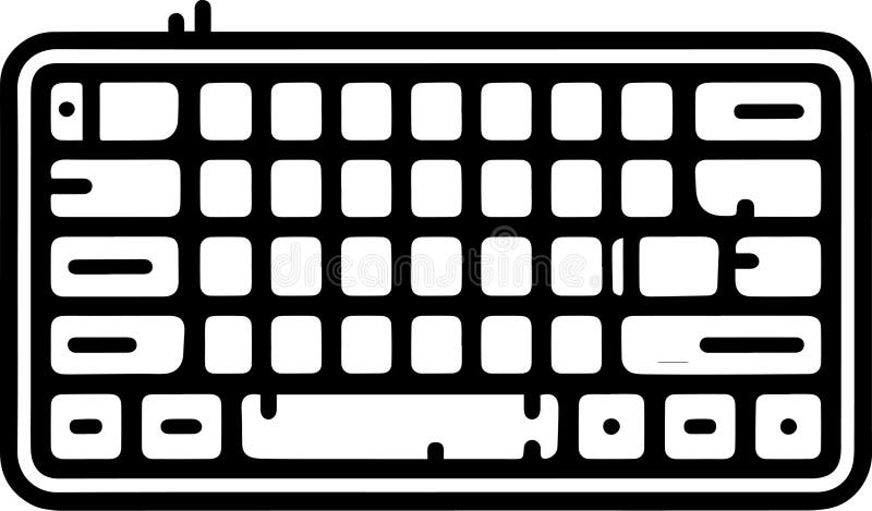Black Line Art Keyboard Electronic Device Art Hand Drawn Illustration ...