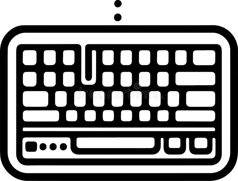 Black Line Art Keyboard Electronic Device Art Hand Drawn Illustration ...