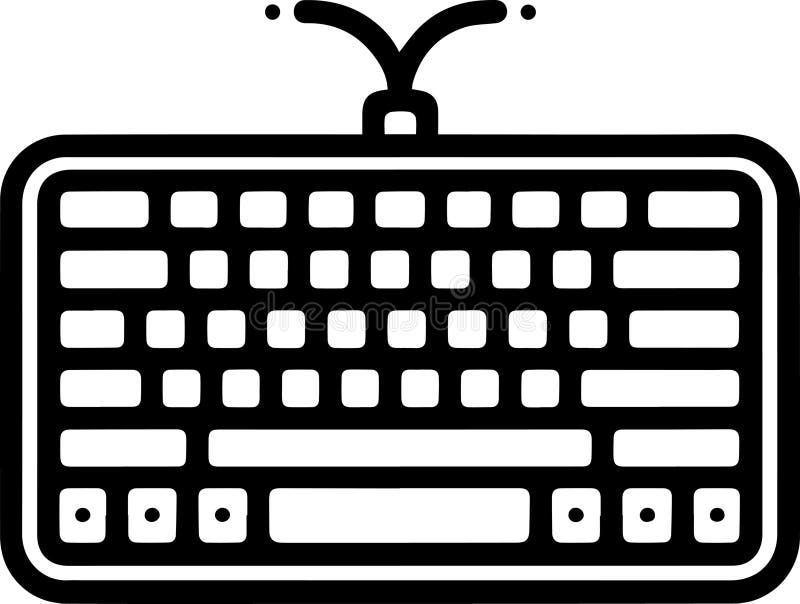 Black Line Art Keyboard Electronic Device Art Hand Drawn Illustration ...