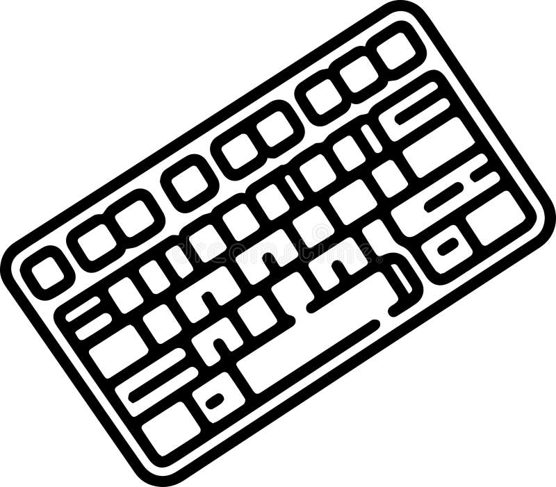 Black Line Art Keyboard Electronic Device Art Hand Drawn Illustration ...