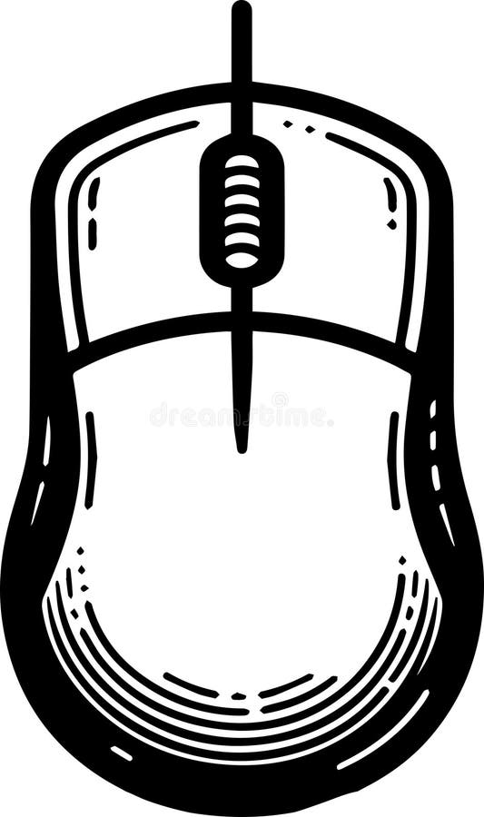 Black Line Art Mouse Electronic Device Art Hand Drawn Illustration ...