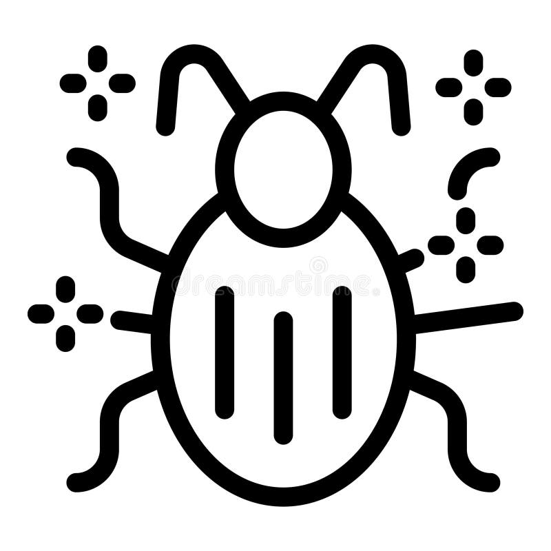 Black Line Art Vector Icon of a Bug Glitching with Sparkles Stock ...