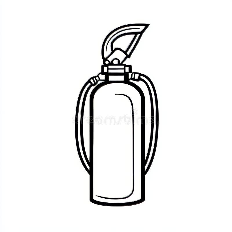 Black Line Artwork Featuring a Fire Extinguisher on a Plain White ...