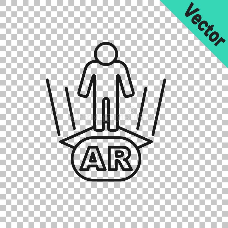Black Line Augmented Reality AR Icon Isolated on Transparent Background ...
