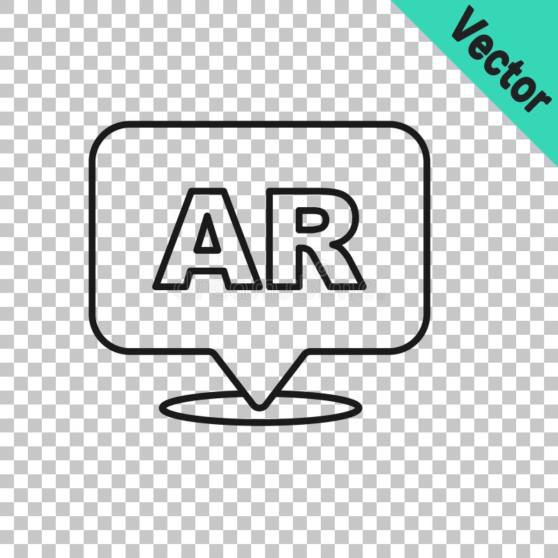 Black Line Augmented Reality AR Icon Isolated on Transparent Background ...