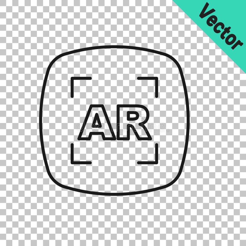 Black Line Augmented Reality AR Icon Isolated on Transparent Background ...