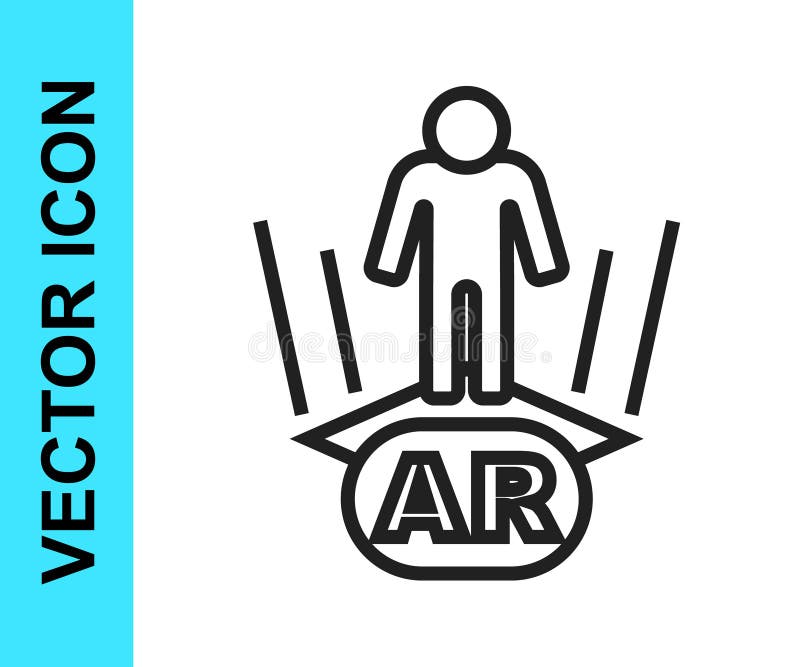 Black Line Augmented Reality AR Icon Isolated on White Background ...