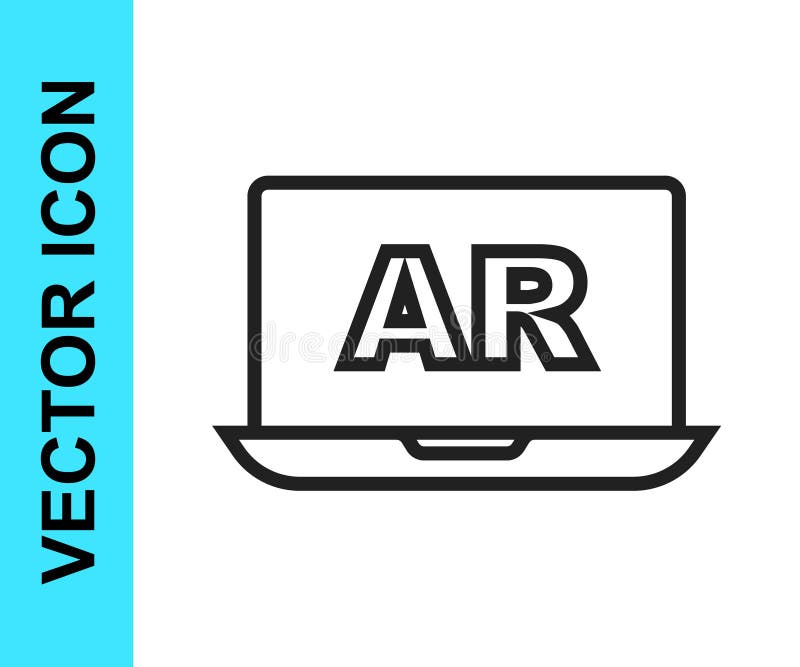 Black Line Augmented Reality AR Icon Isolated on White Background ...