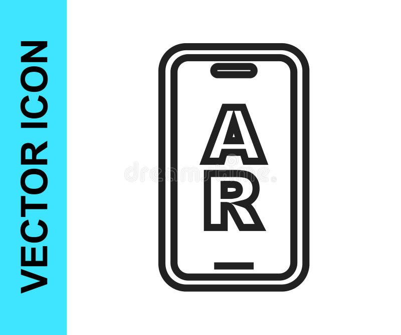 Black Line Augmented Reality AR Icon Isolated on White Background ...