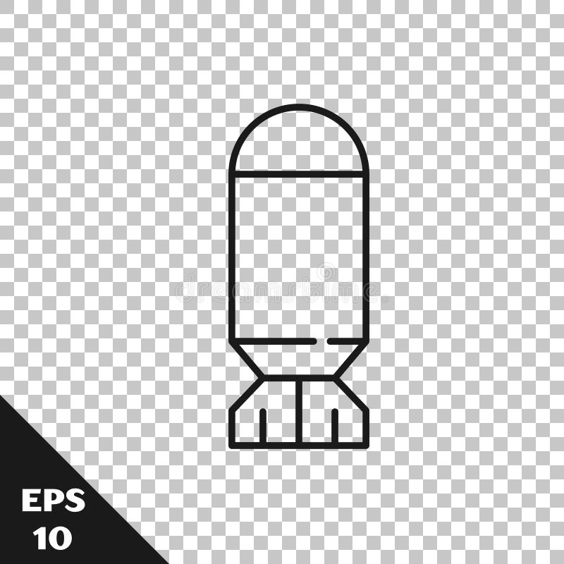 Black Line Aviation Bomb Icon Isolated on Transparent Background ...