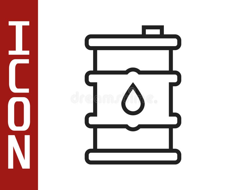 Black Line Barrel Oil Icon Isolated on White Background. Vector Stock ...