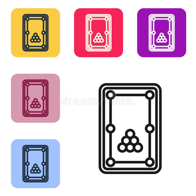 Black Line Billiard Table Icon Isolated on White Background. Pool Table ...