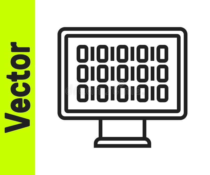 Black Line Binary Code Icon Isolated on White Background. Vector Stock ... Black Line Binary Code Icon Isolated on White Background. Vector Stock ...